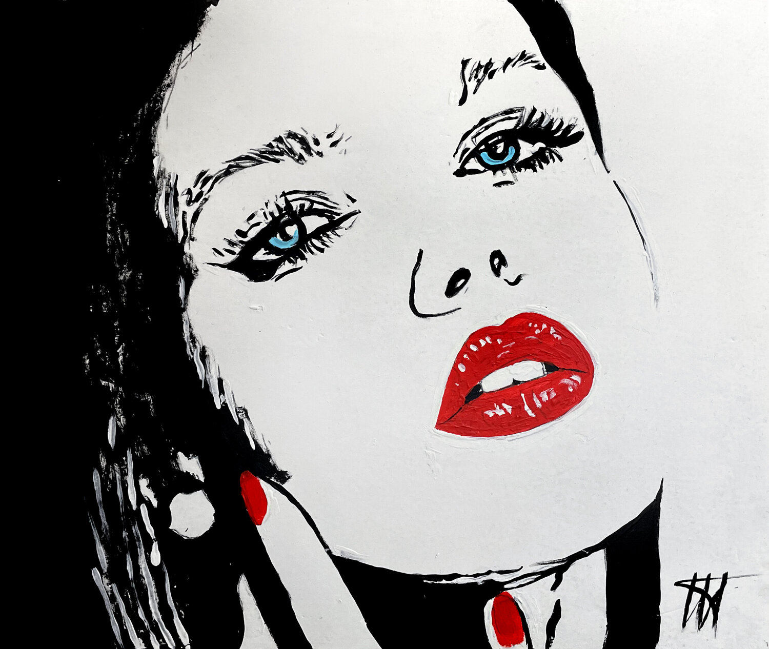 Red lips / 2 by Jean Jacques Venturini (2022) : Painting Acrylic on Synthetic board - SINGULART