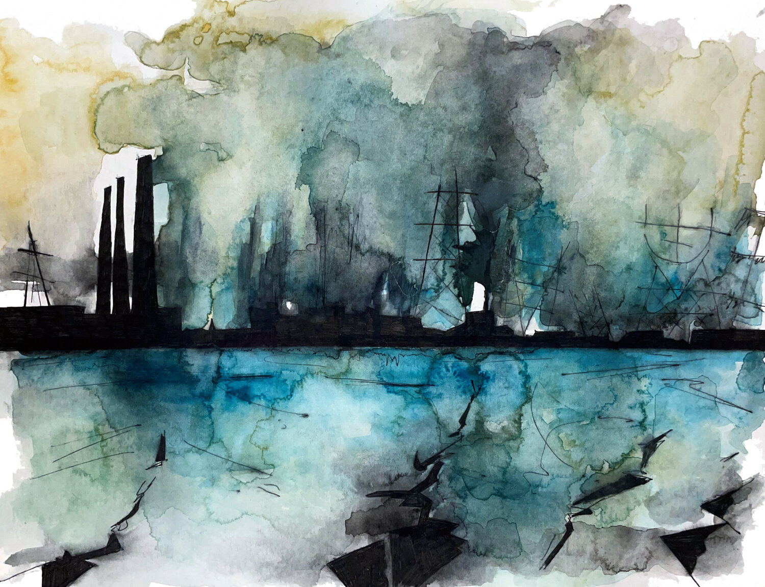 apolcalyse #1 by Sandra Encaoua (2022) : Work on Paper Watercolor, Ink ...