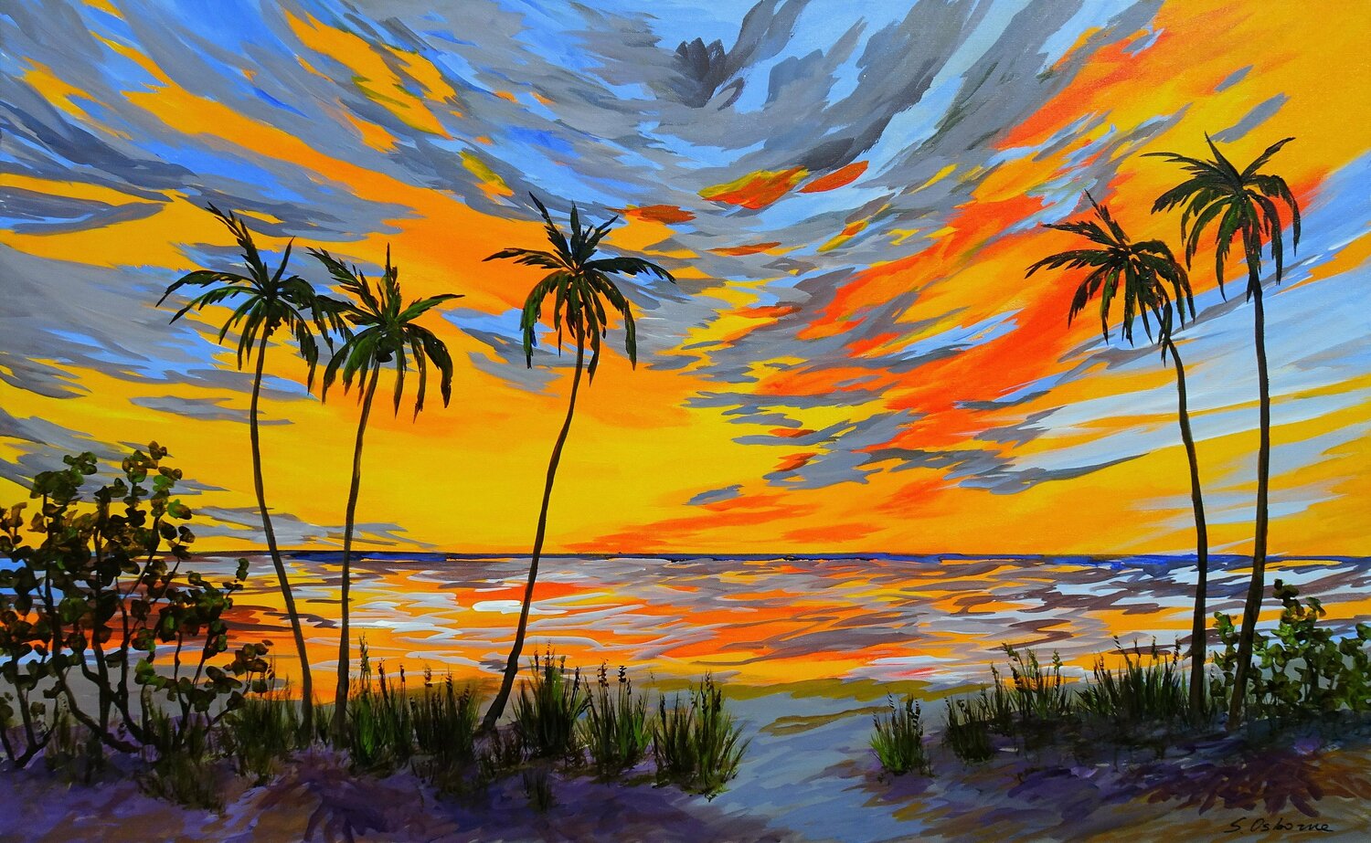 Acrylic Beach Sunset Paintings