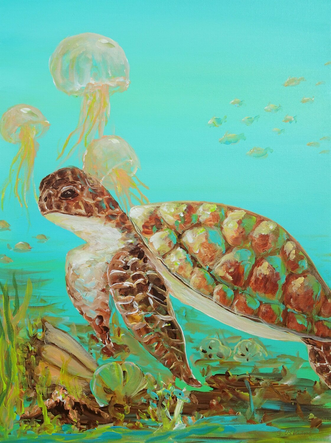 Turtle Acrylic Painting