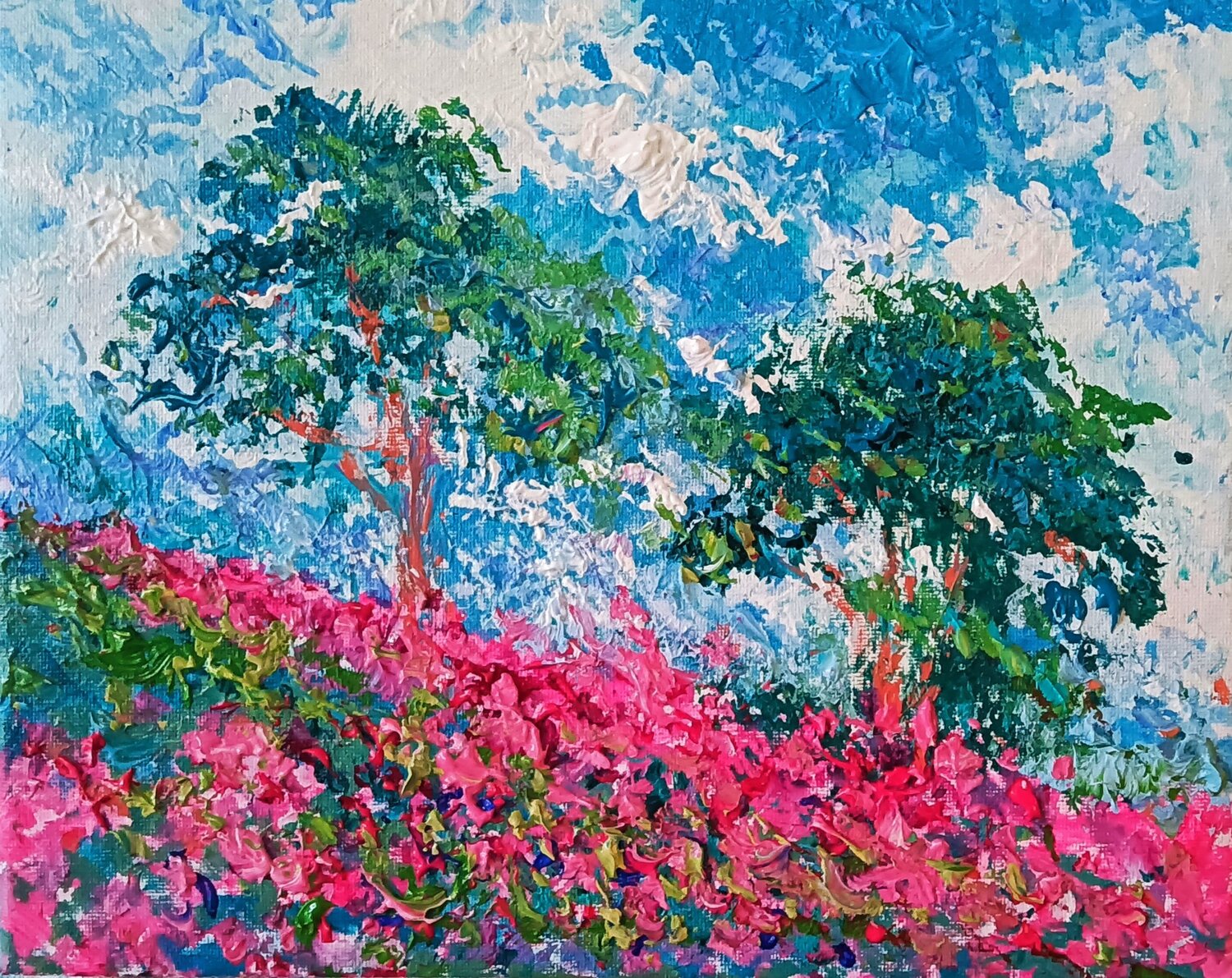 FLOWERS AND CLOUDS by Andrés Rueda (2023) : Painting Acrylic on Canvas ...
