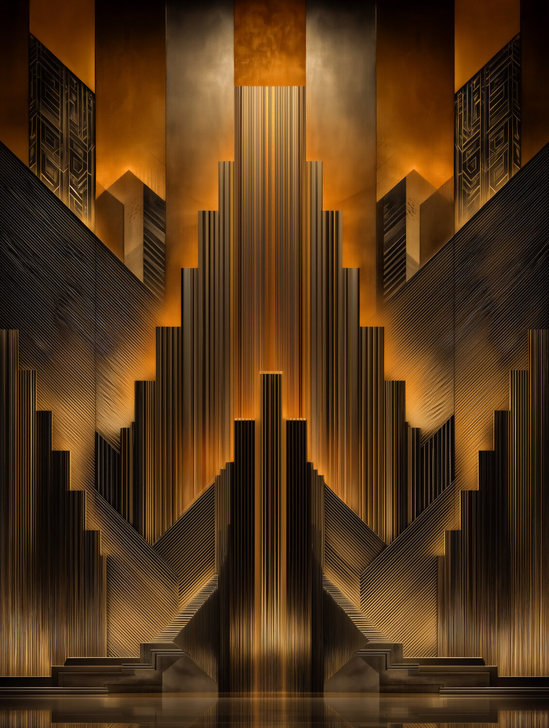 golden temple by Andrea Pallang (2025) : Painting Ink on Metal - Singulart