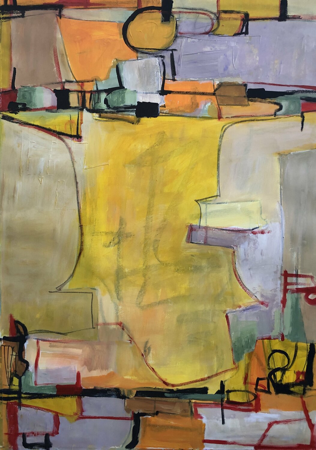 Yellow Ravine by Norma Alonzo (2019) : Work on Paper Acrylic, Pen on ...