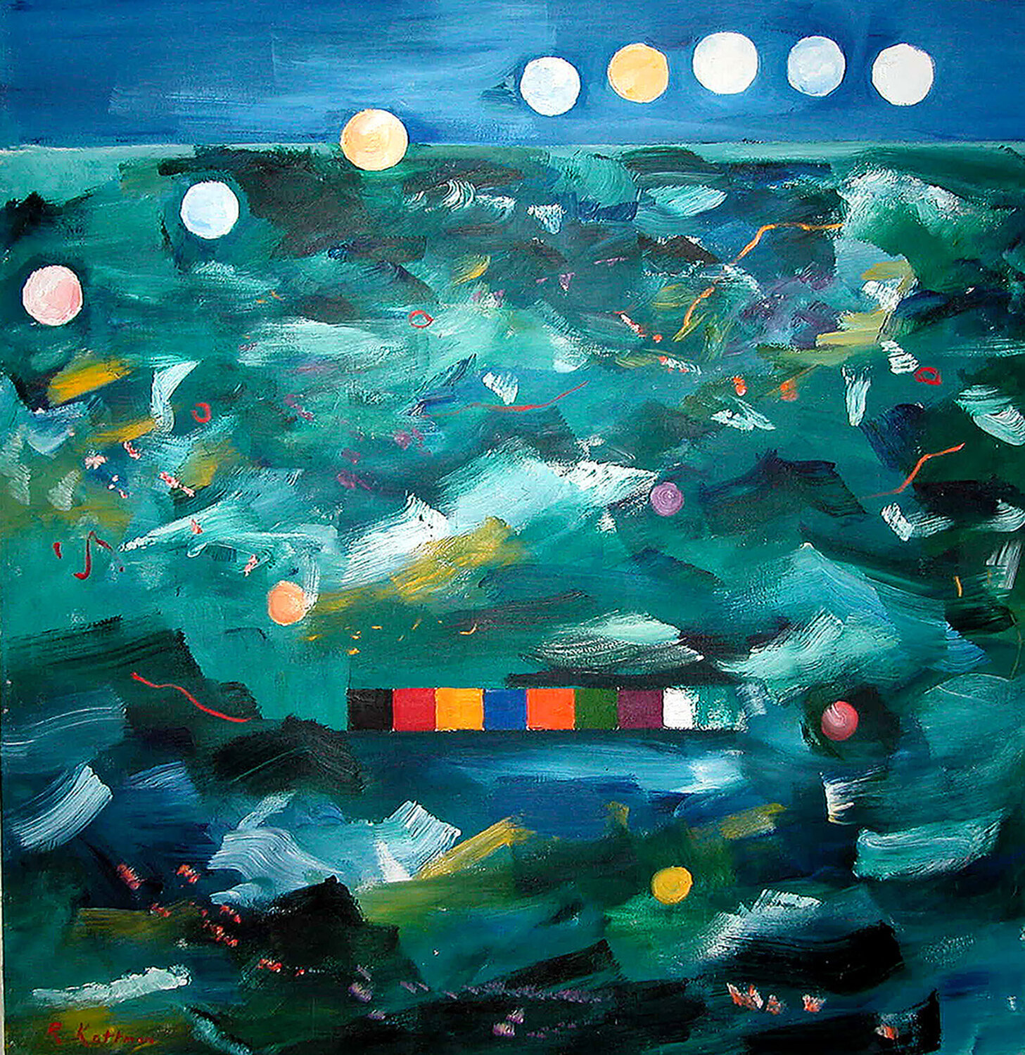 Moons Over the Ocean door Richard Kattman (N.D) : Schilderij Acryl op Canvas - Singulart