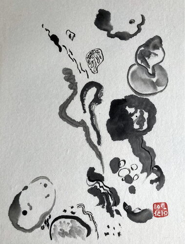 Méditation sous la pluie de Catherine Hoang (2025) : Œuvre sur papier ...