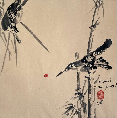 Rencontre et enjeu von Catherine Hoang (2023): Werk auf Papier Aquarell ...