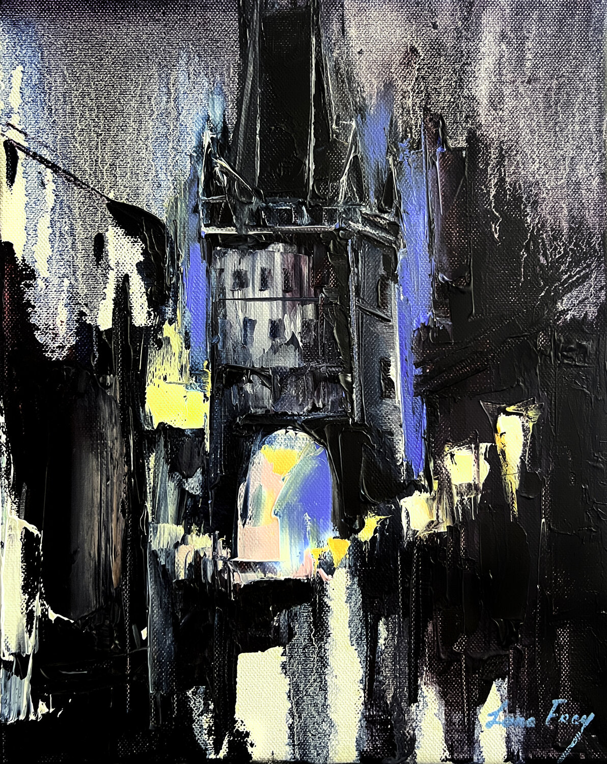 Prague. A splash of rain by Lana Frey (2022) : Painting Oil on Canvas ...