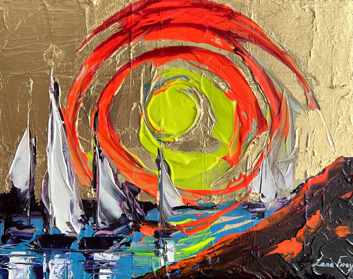 Vertigo de Lana Frey (2023): Pintura Acrílico, Dorados en Lienzo - Singulart