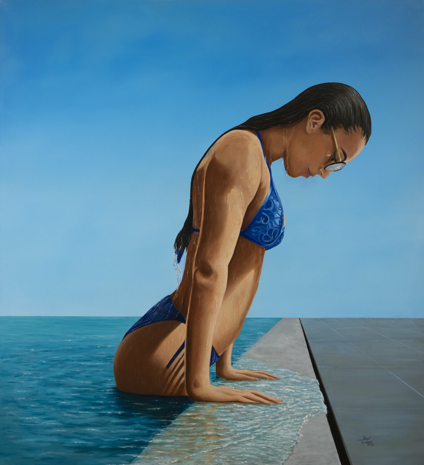 Swimming pool by Bert Verbeek (2022) : Painting Oil on Canvas - Singulart