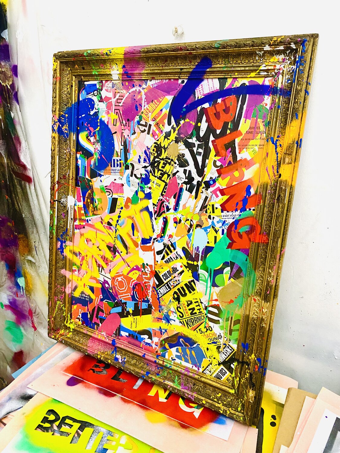 BLING GRAFFITI by RS Artist (2022) : Painting Collage, Graffiti on Wood ...