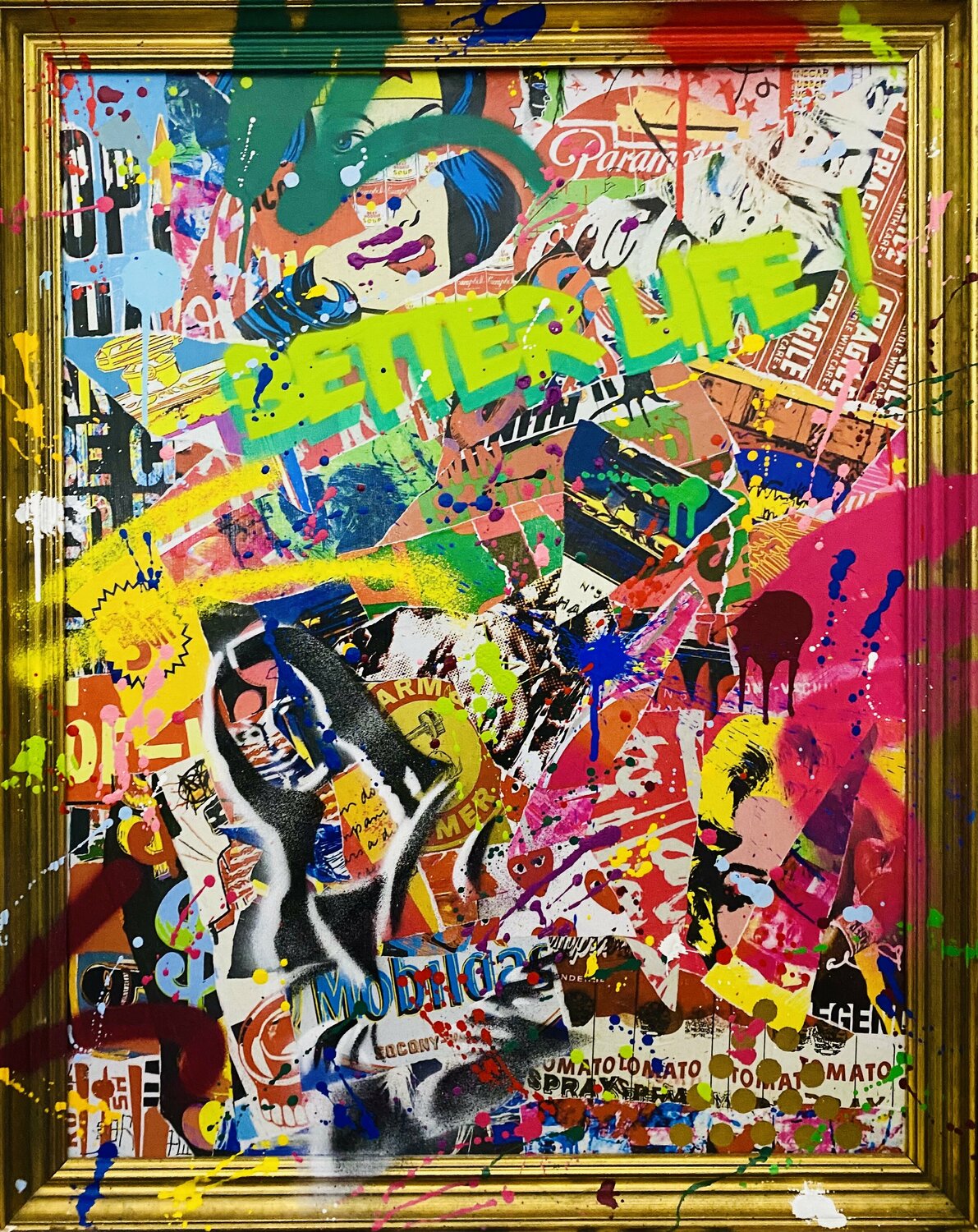 POPPING DRIP by RS Artist (2022) : Painting Collage, Graffiti on Wood ...