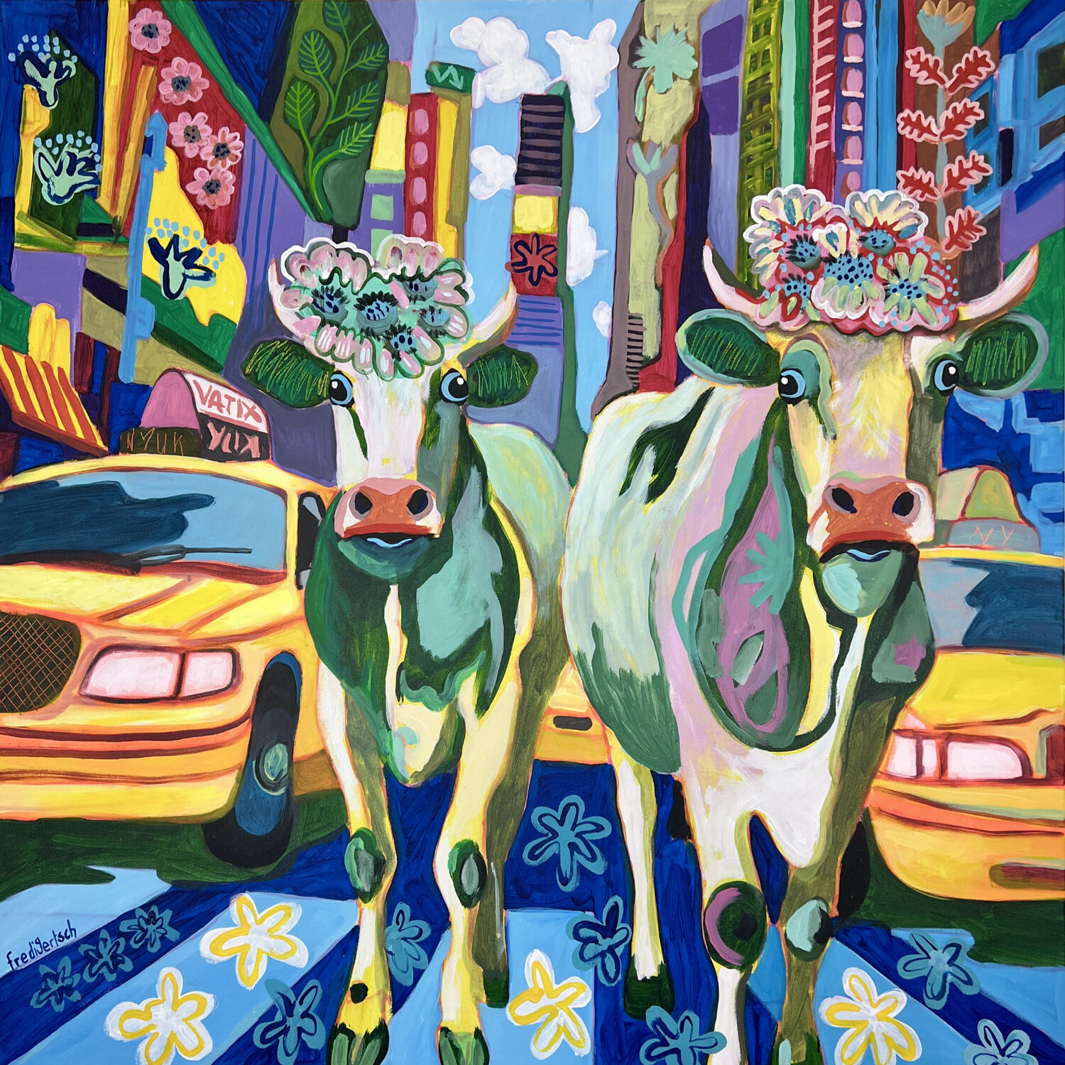 Moo York City von Fredi Gertsch (2025): Malerei Acryl, Sand auf ...