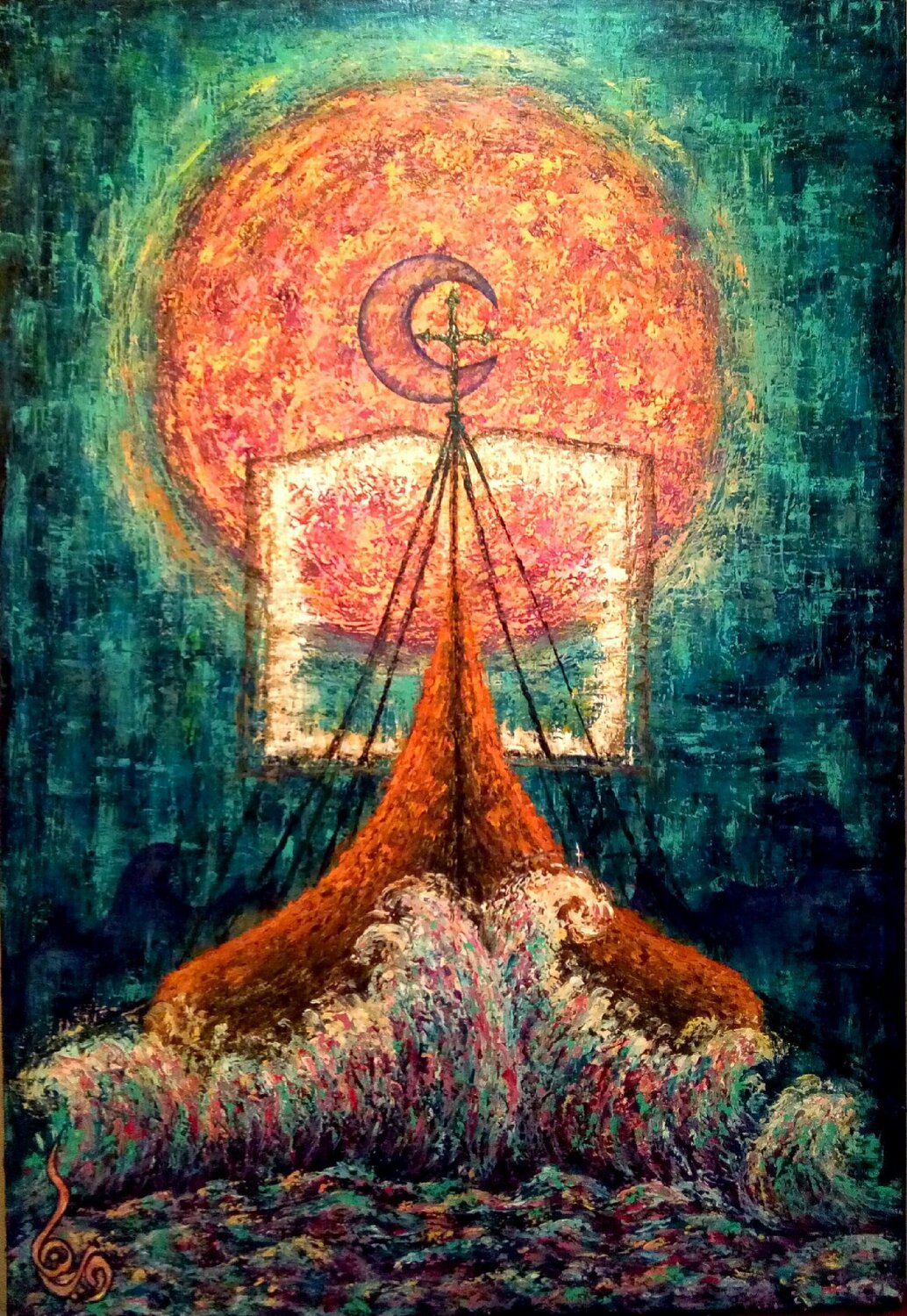 Noh's ship by Dina Mohamed Hussein (2019) : Painting Acrylic, Oil on ...