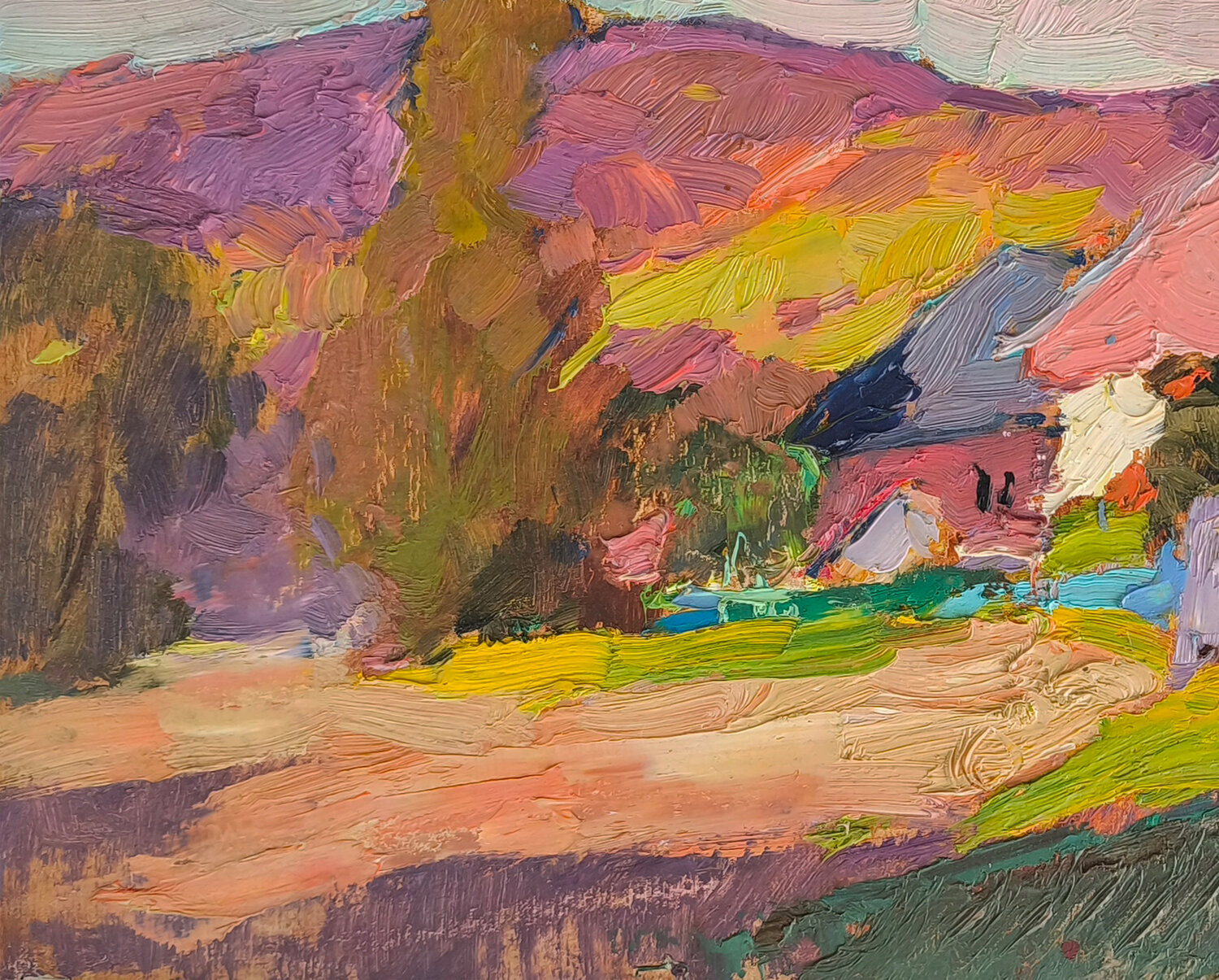 Stuzhytsia Village von Alexander Shandor (2018): Malerei Öl auf Karton - Singulart