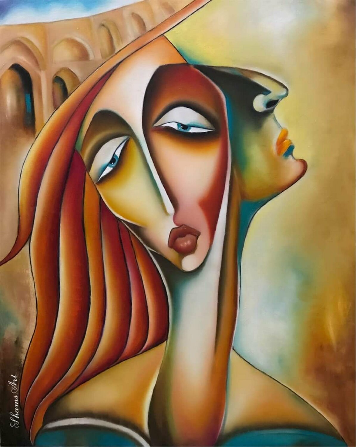 Between the lines by Shams Al- Saadi (2020) : Painting Oil on Canvas ...