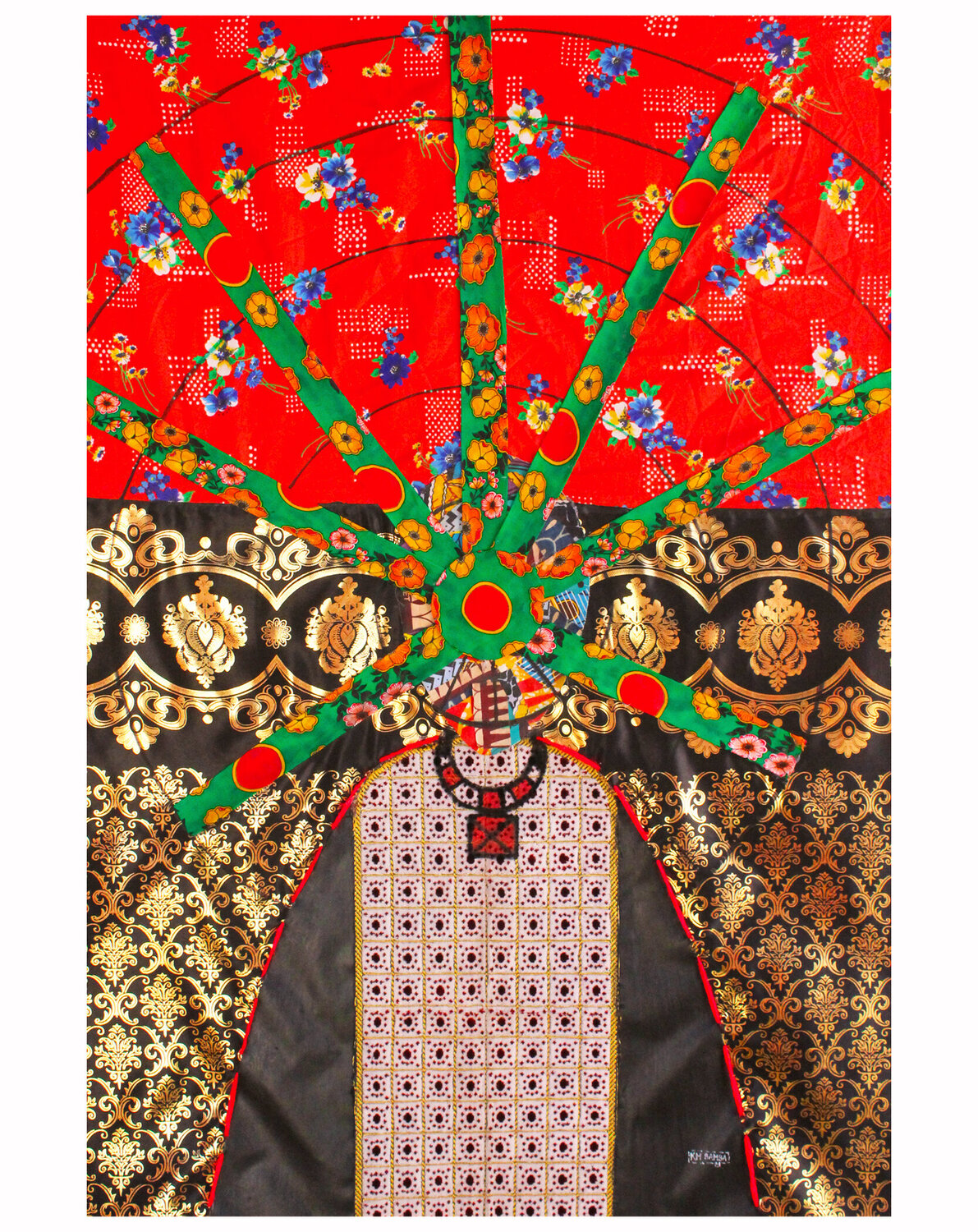 BASSARI MASK von Kh Bamba (2021): Textil Stickerei, Nessel auf Stoff ...