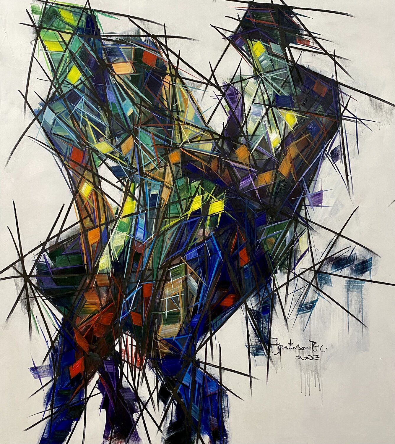 Entwined VII by Elizabeth Chioma (2022) : Painting Acrylic, Charcoal on ...