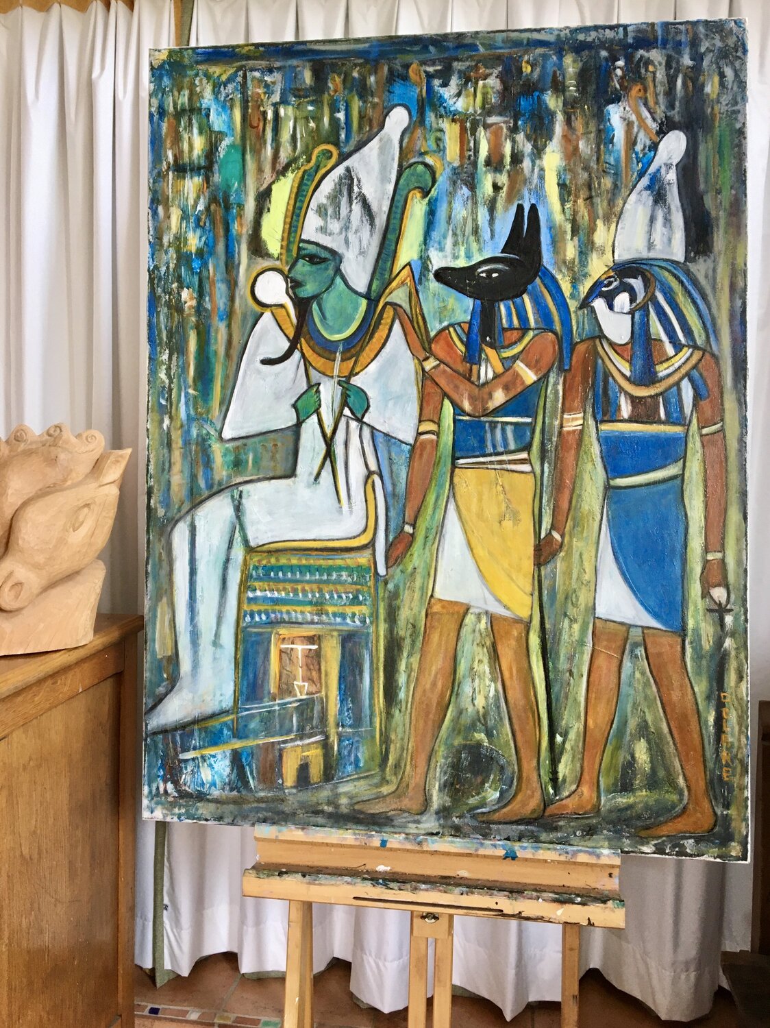 Osiris, Anubis, Horus by Catherine Clare (2023) : Painting Oil ...
