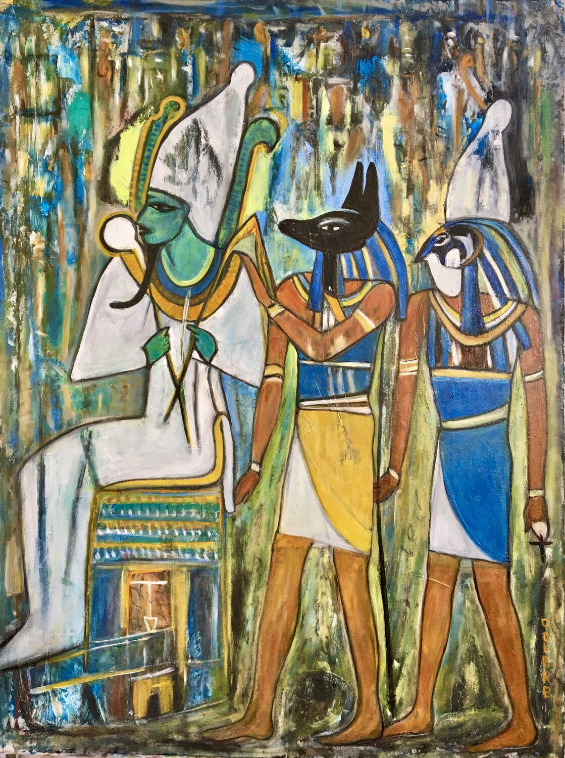 Osiris, Anubis, Horus by Catherine Clare (2023) : Painting Oil ...