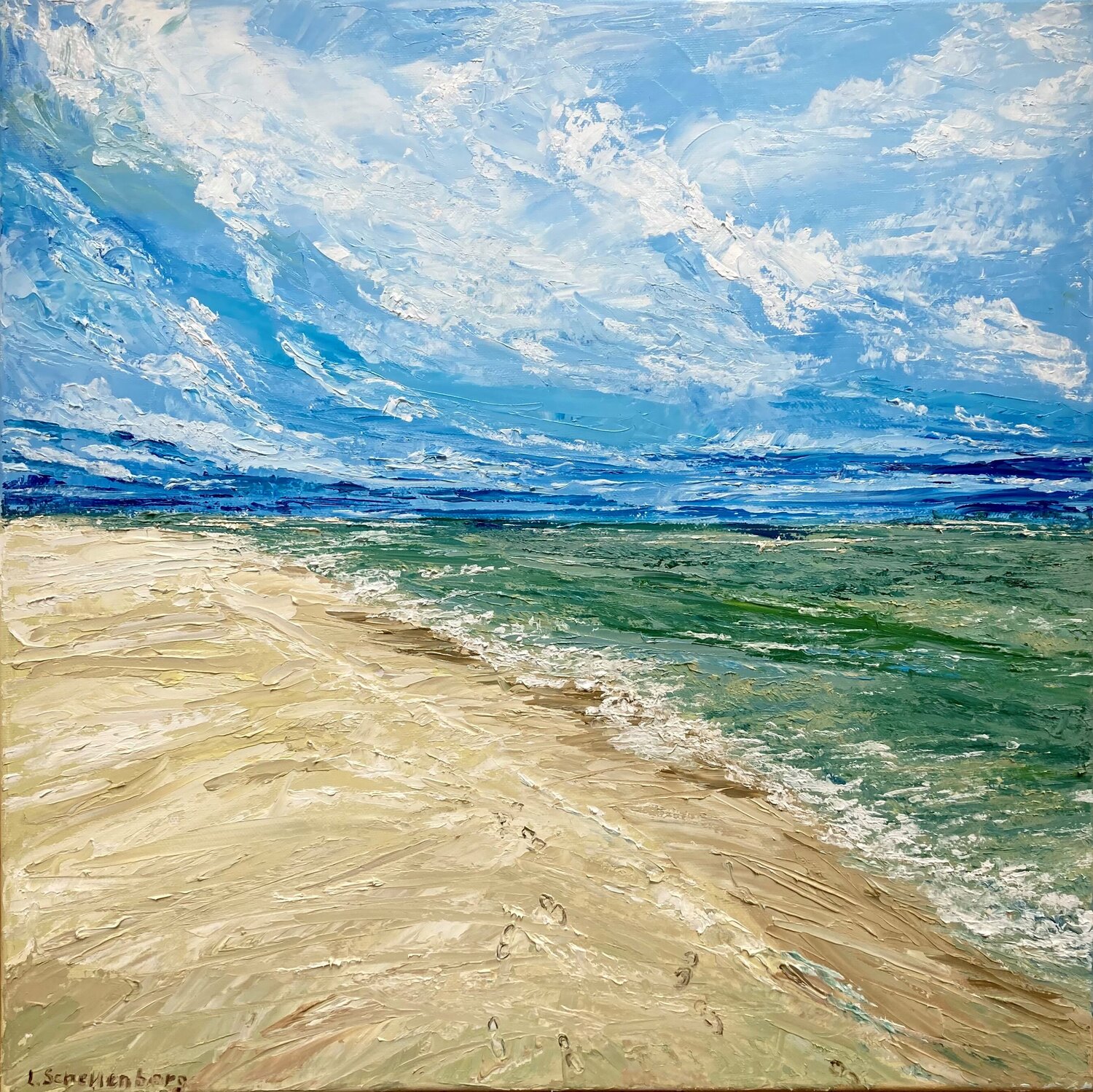 Footprints in the sand de Lusie Schellenberg (2023) : Peinture Huile ...
