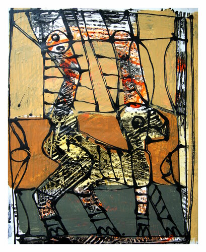 Schwertfisch, gestrandet, mit Schiff by Mathias Wunderlich (2023) : Painting Acrylic on Paper ...