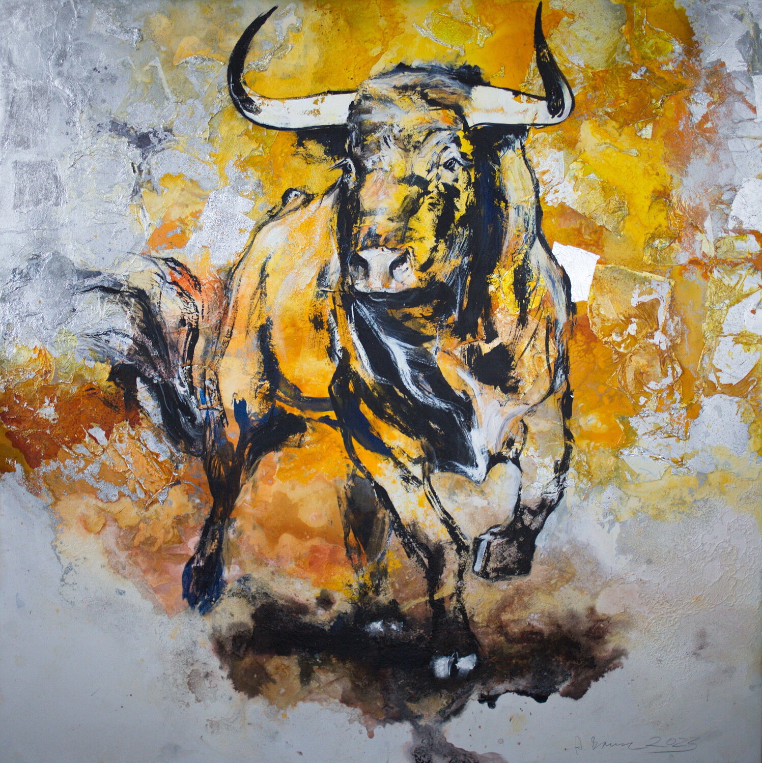 Toro by Arno Bruse (2023) : Painting Acrylic, Gilding on Canvas - Singulart