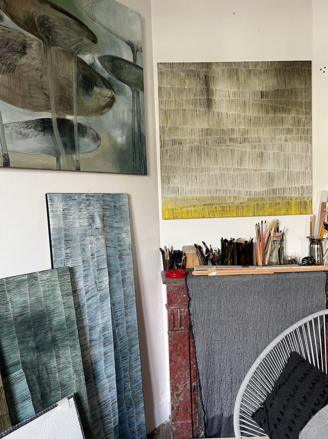 YELLOW STRIPE von LABB (2023): Malerei Öl auf Leinwand - SINGULART