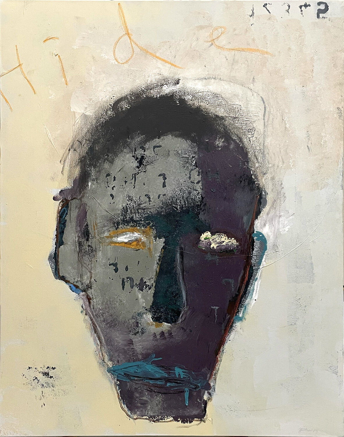 Hide by Kris Gebhardt (2023) : Painting Acrylic, Oil Pastel on Canvas ...