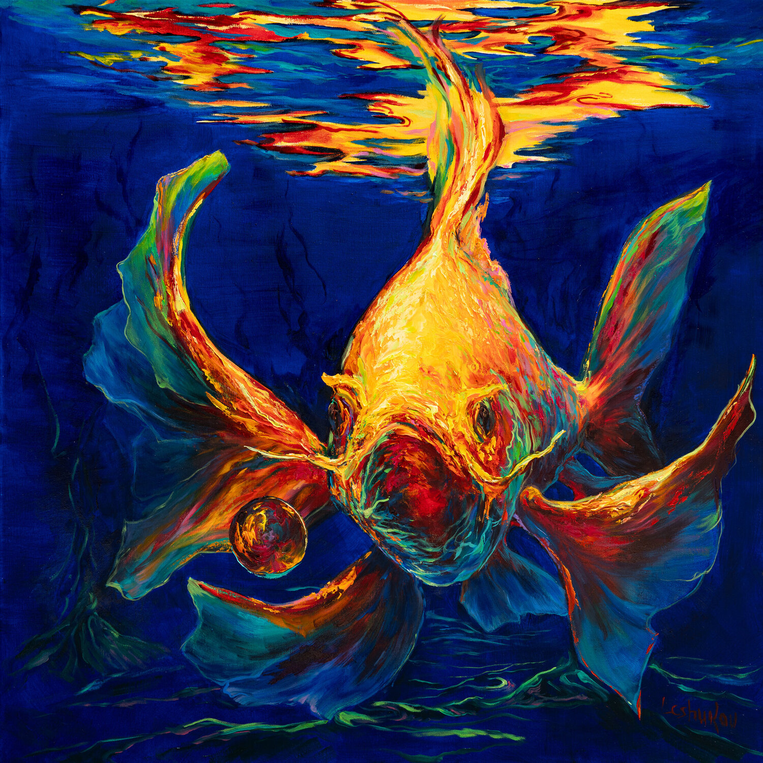 Abstract Goldfish Painting