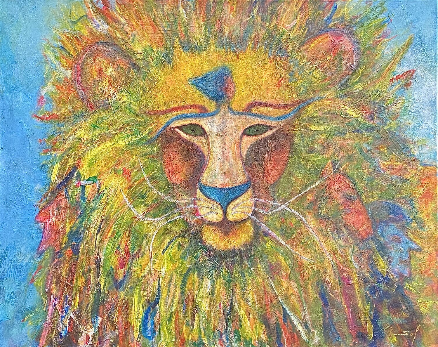 Lion coquin di Sof - Sophie Voigt-Chadeyron (2014): Pittura a Acrilico, Vernice spray su Tela ...