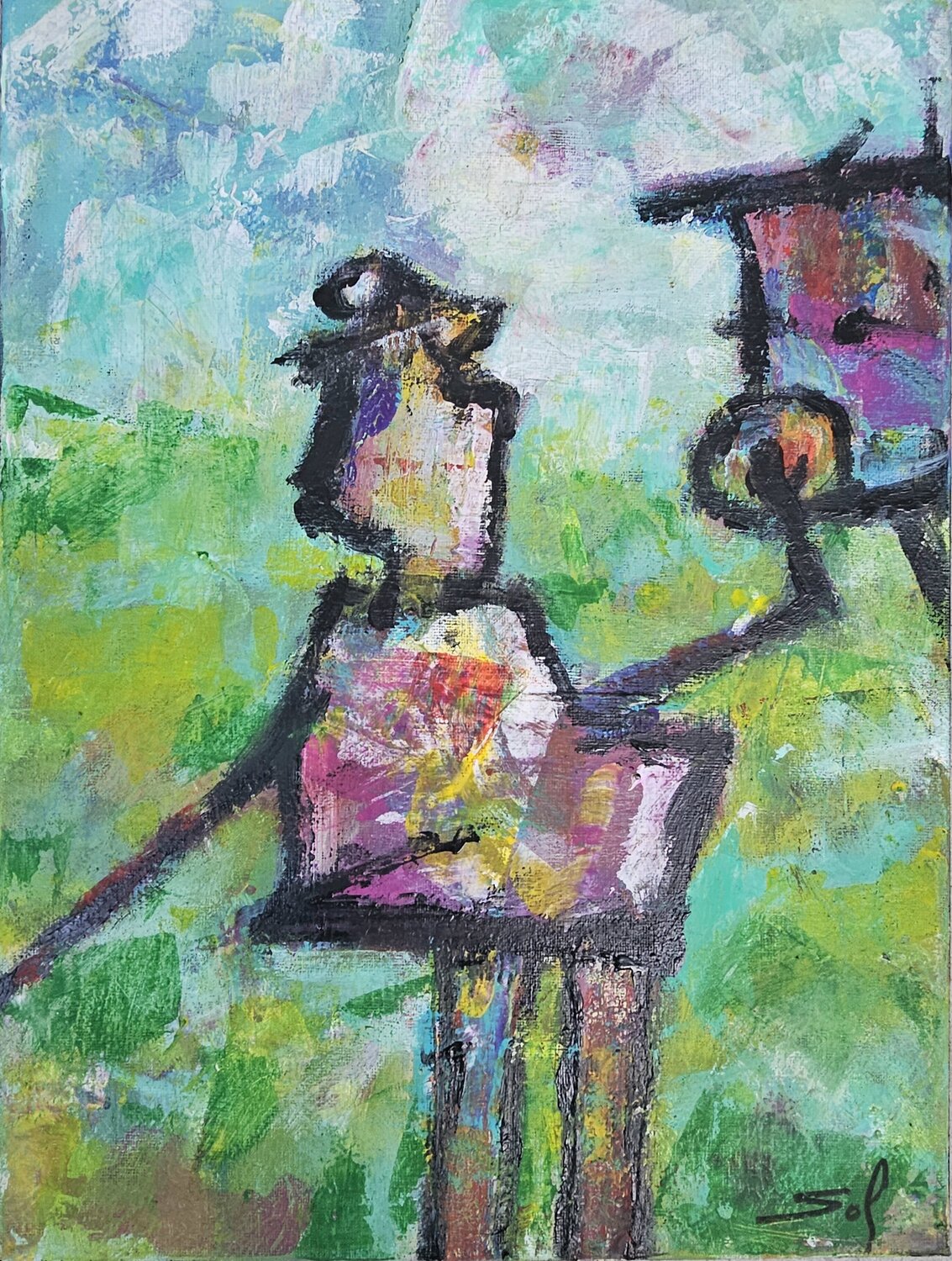 Ferme la! - 30x40 - 2024 by Sof - Sophie Voigt-Chadeyron (2024) : Painting Acrylic, Gouache on ...