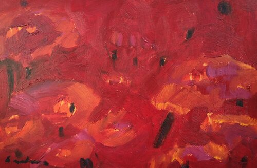 Wilde Blumen, rot de Miriam Hartmann (2020) : Peinture Huile sur Carton ...