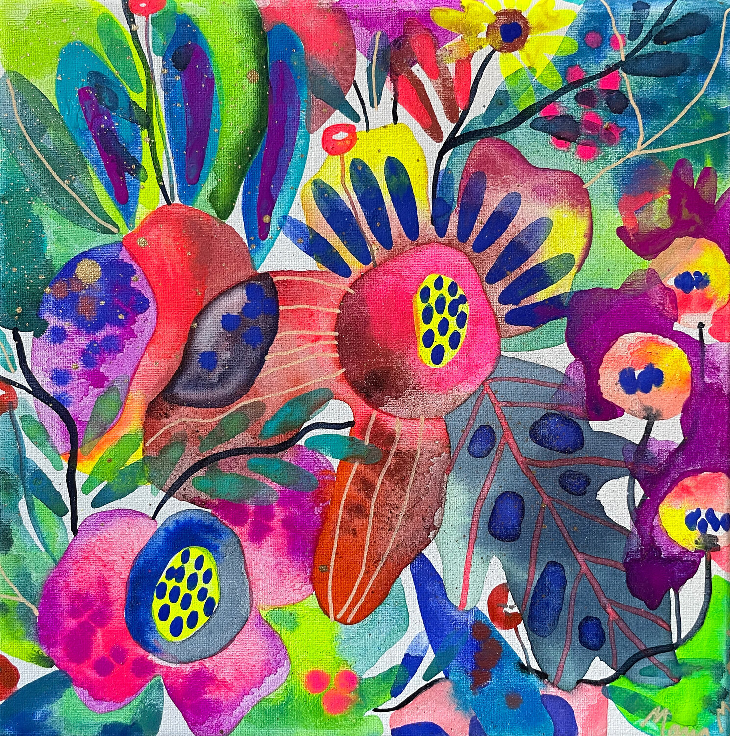 Sunny Side by Maria Montiel (2022) : Painting Watercolor, Graffiti on ...