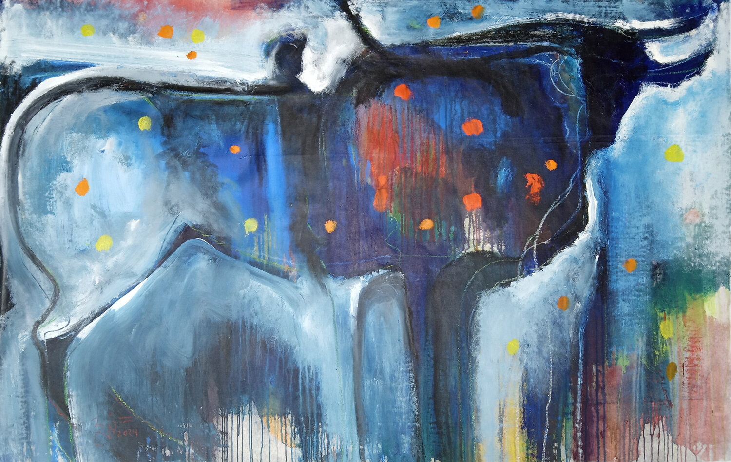 The Sacred Beast de Bruno Garcia (2024): Pintura Acrílico, Pastel al óleo en Lienzo - SINGULART