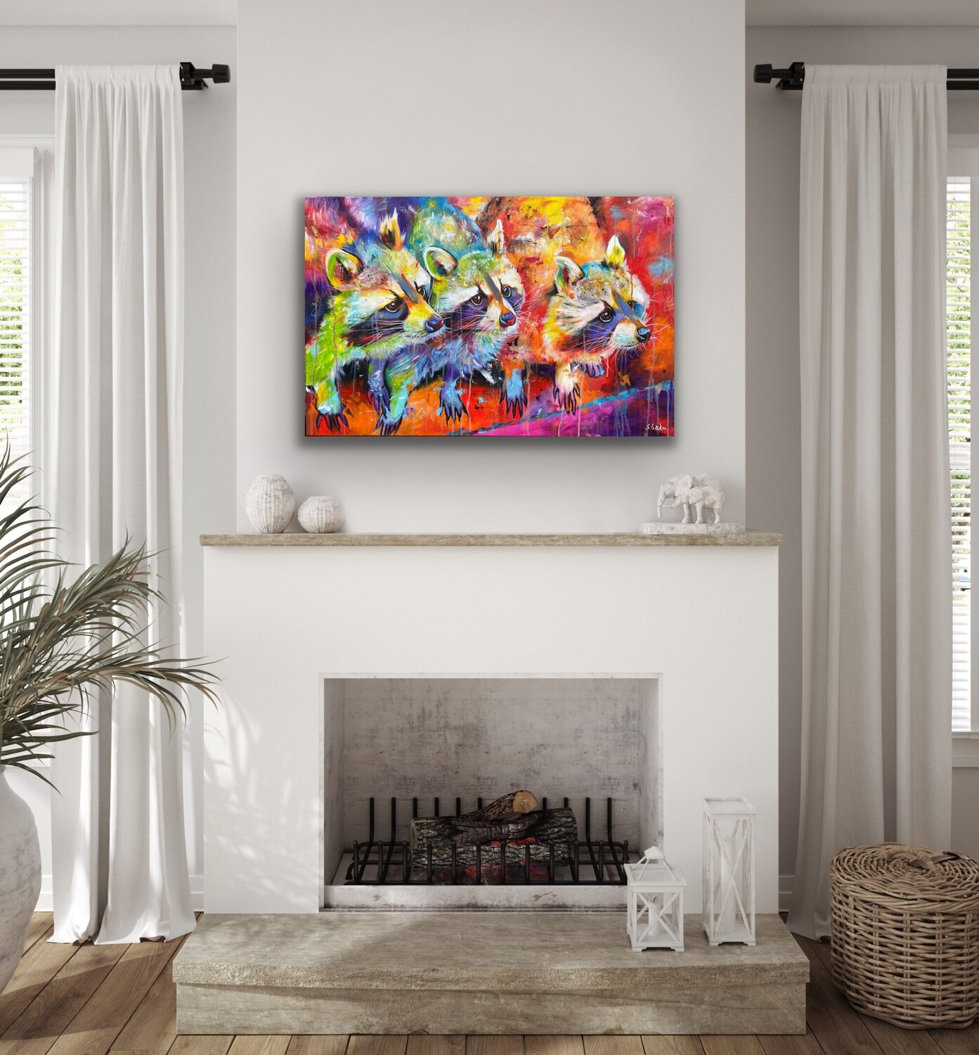 raccoons von Sabrina Seck (2022): Malerei Acryl, Lack auf Leinwand ...