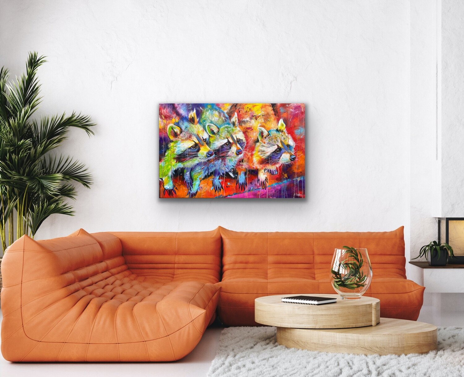 raccoons von Sabrina Seck (2022): Malerei Acryl, Lack auf Leinwand ...