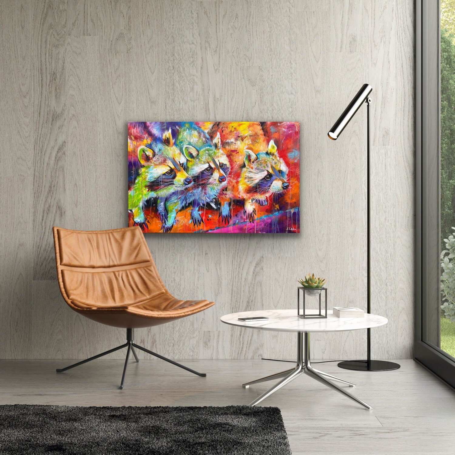 raccoons von Sabrina Seck (2022): Malerei Acryl, Lack auf Leinwand ...