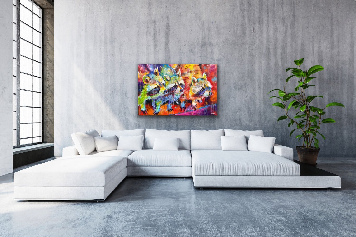 raccoons von Sabrina Seck (2022): Malerei Acryl, Lack auf Leinwand ...