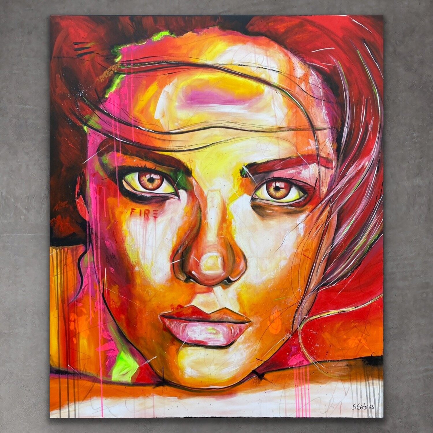 fire von Sabrina Seck (2023): Malerei Acryl, Lack auf Leinwand - Singulart