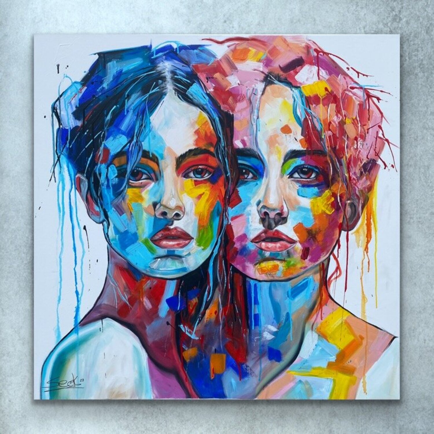 side by side von Sabrina Seck (2023): Malerei Acryl, Lack auf Leinwand ...