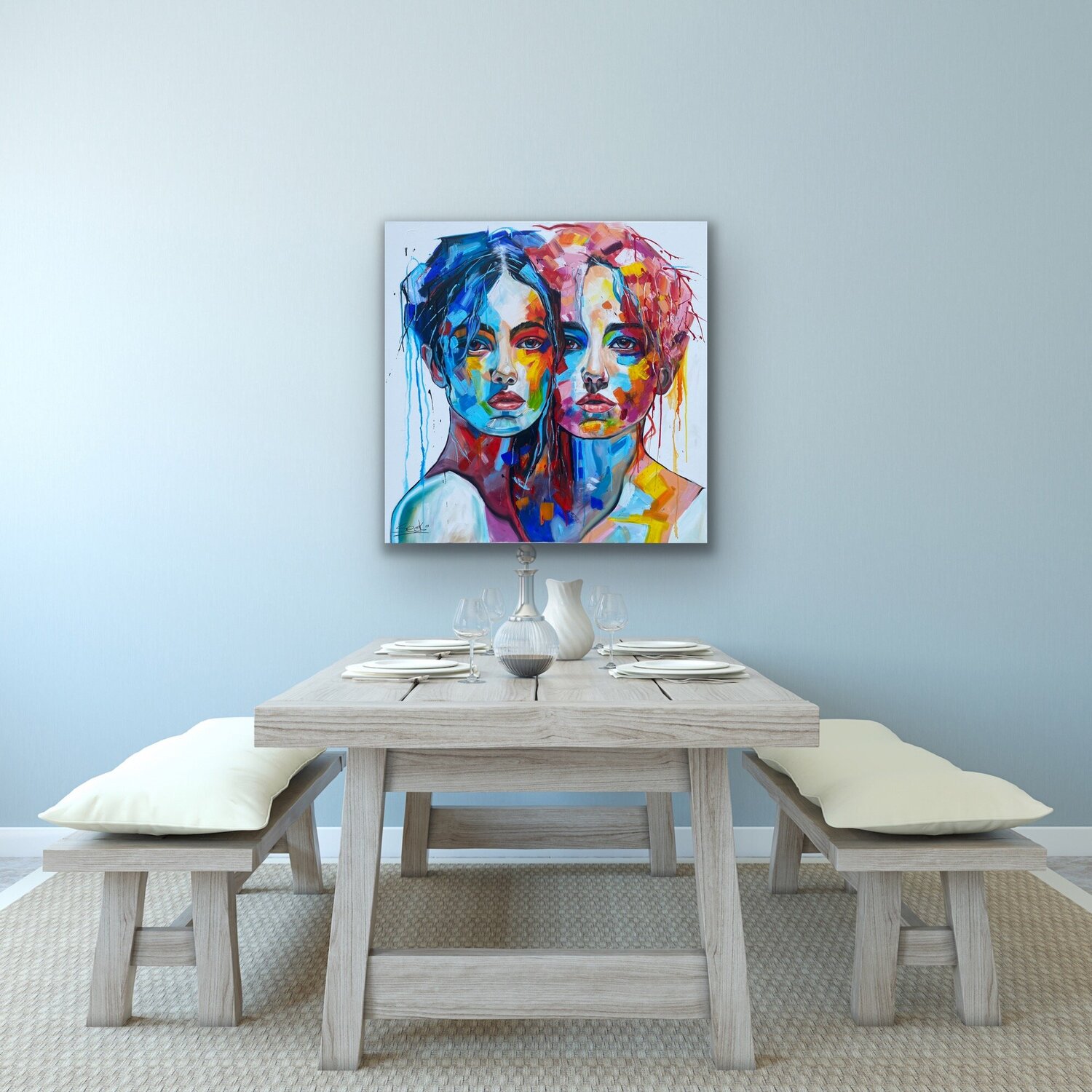 side by side von Sabrina Seck (2023): Malerei Acryl, Lack auf Leinwand ...