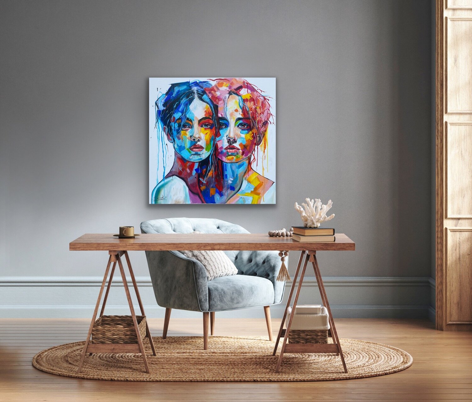 side by side by Sabrina Seck (2023) : Painting Acrylic, Lacquer on ...