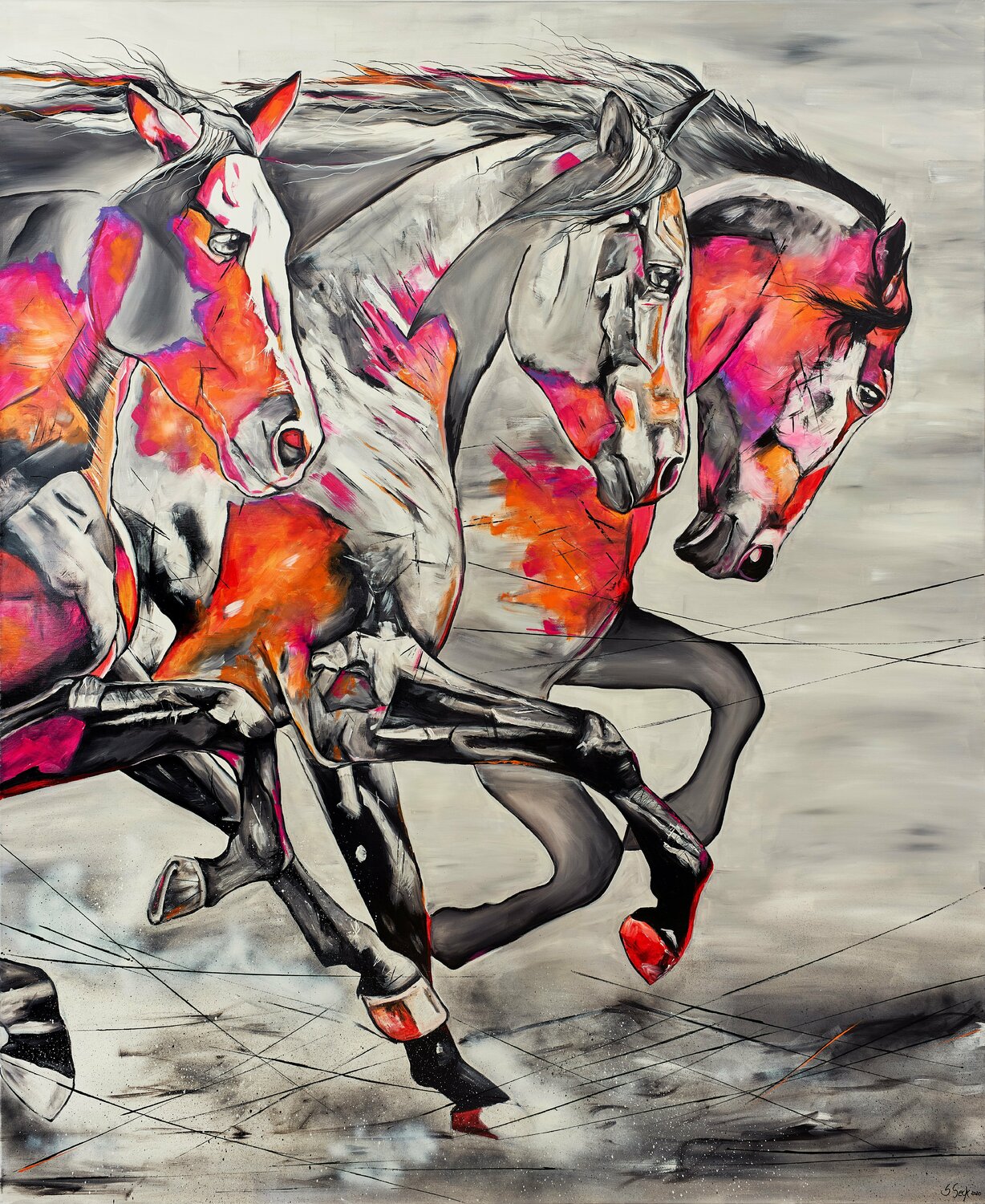 Dynamik von Sabrina Seck (2020): Malerei Acryl, Buntstift auf Leinwand ...