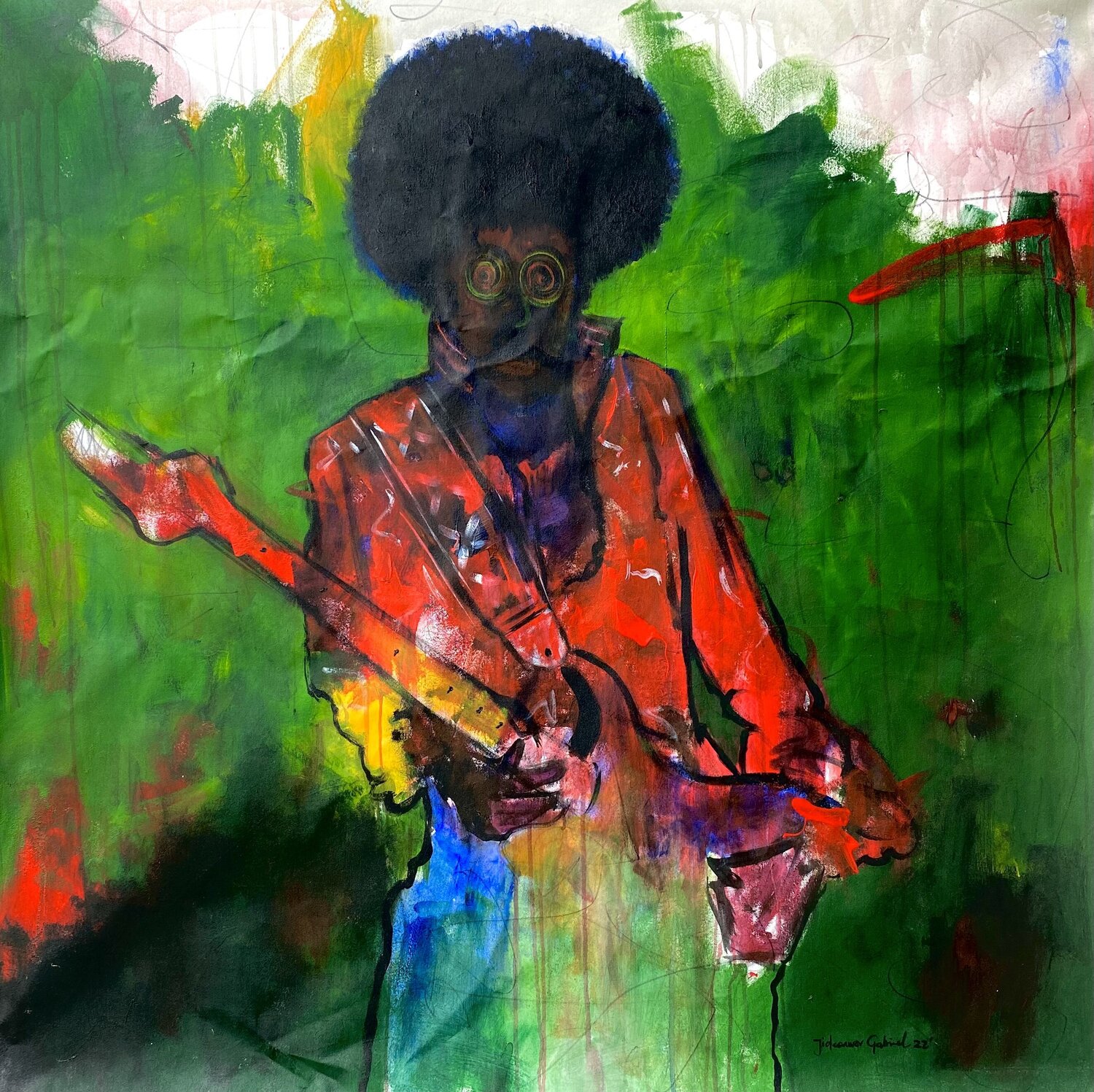 Jimi Hendrix by Gabriel Jideonwor (2022) : Painting Acrylic on Canvas ...