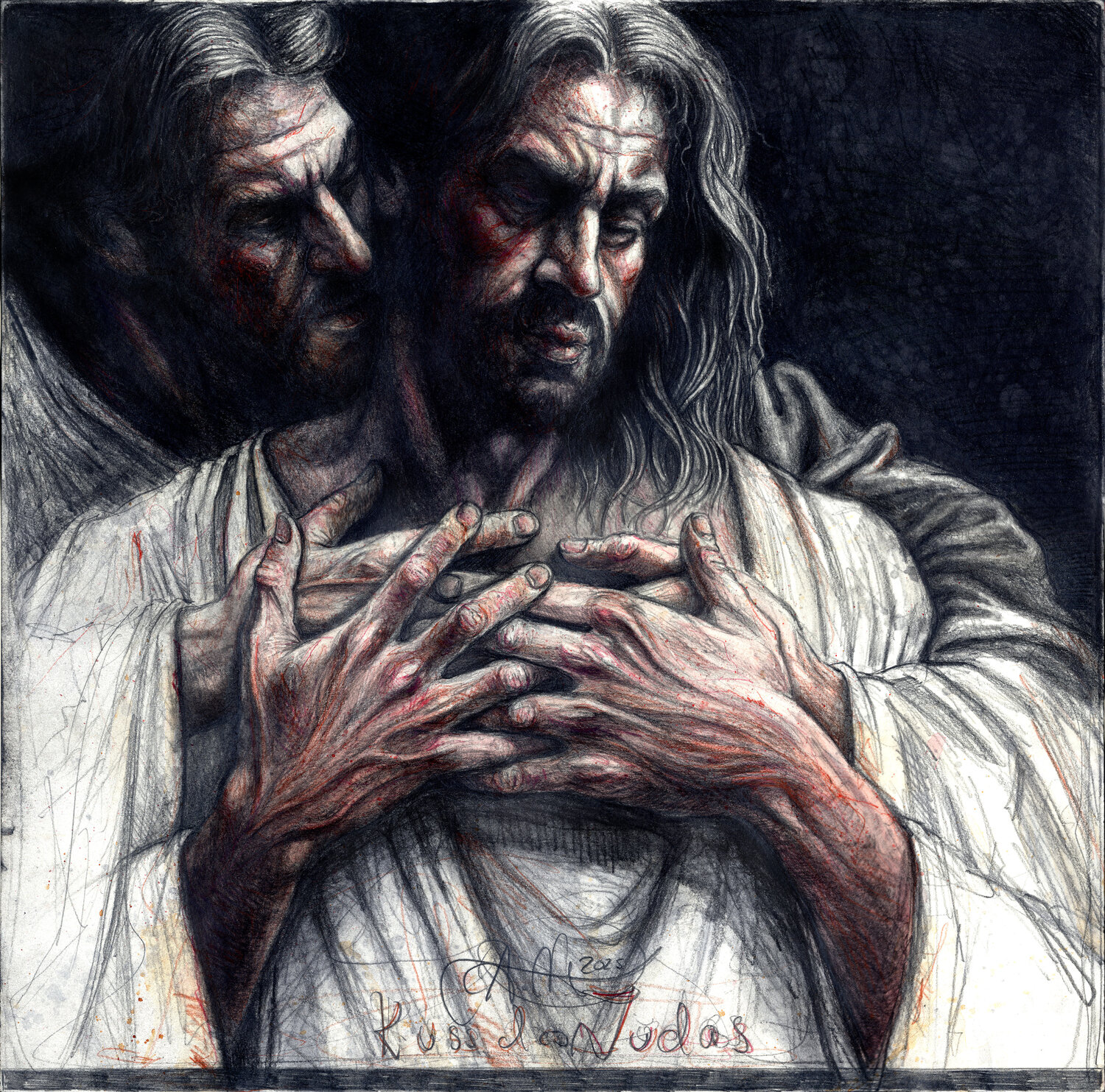 Kuss des Judas by Andreas Noßmann (2025) : Drawing Pencil, India Ink on Paper - Singulart