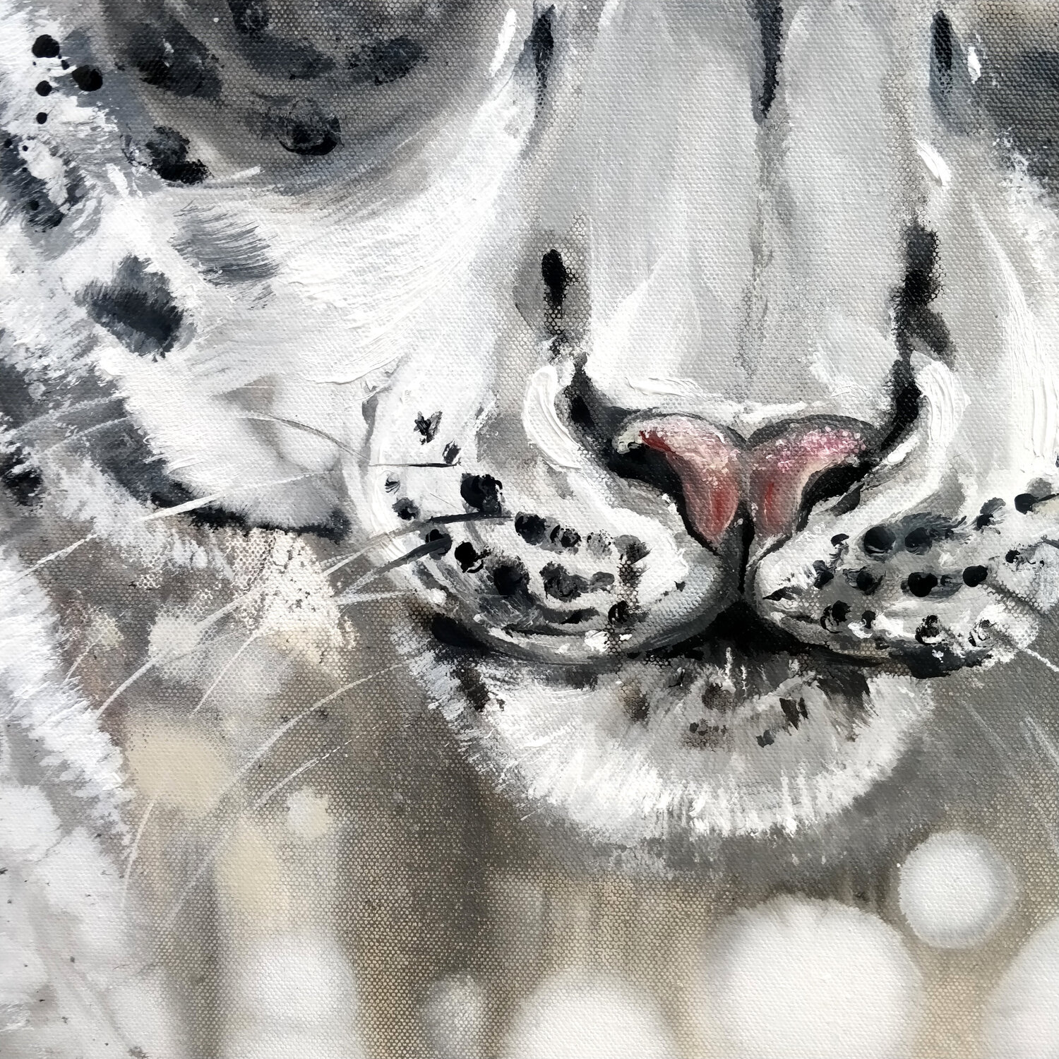 SNOW LEOPARD von Anna Cher (2022): Malerei Acryl auf Leinwand - SINGULART