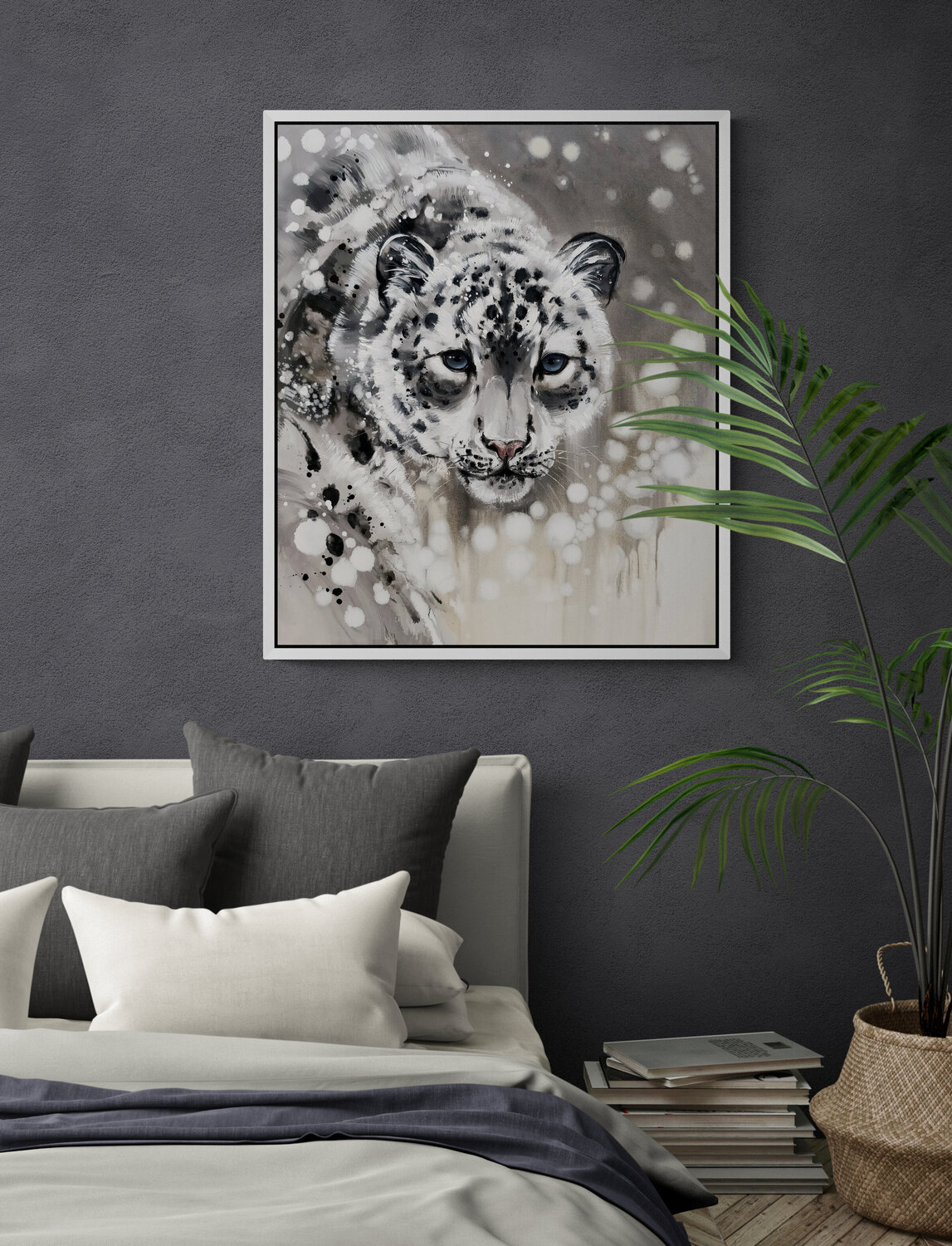 SNOW LEOPARD von Anna Cher (2022): Malerei Acryl auf Leinwand - SINGULART