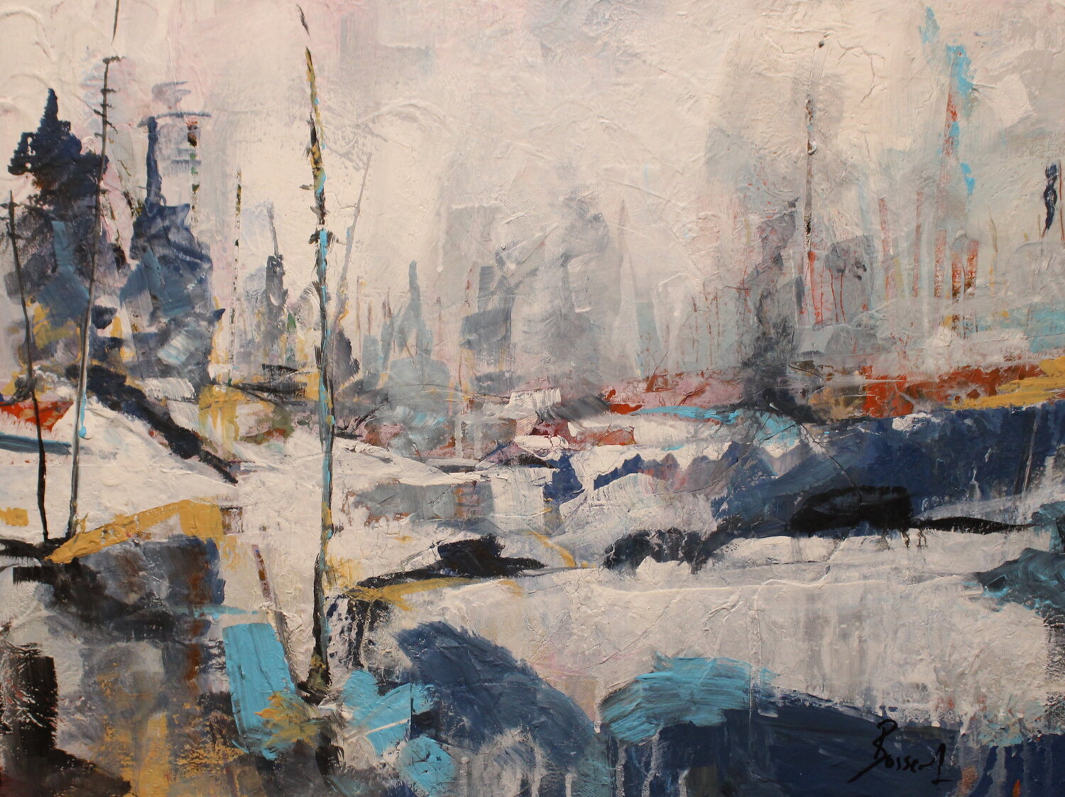 Snow Path by Nancy Bossert (2022) : Painting Acrylic, Collage on Canvas ...