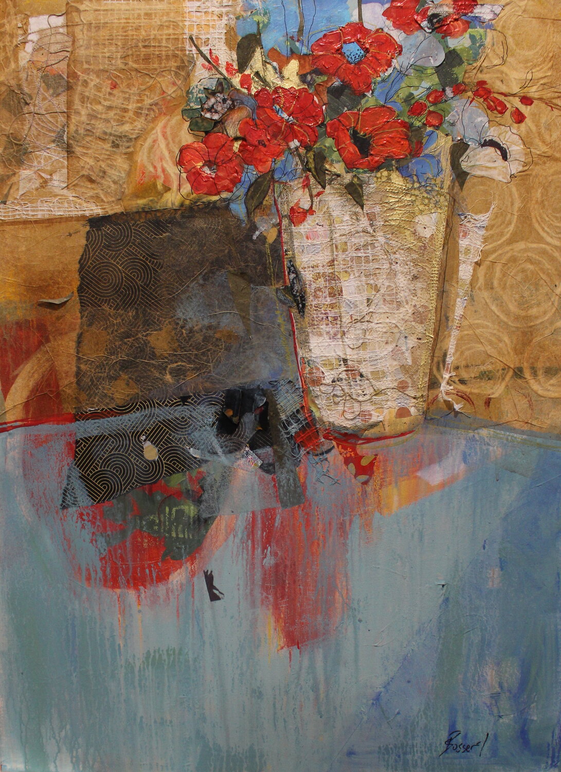 Blooms in Vase by Nancy Bossert (2024) : Painting Acrylic, Colored ...