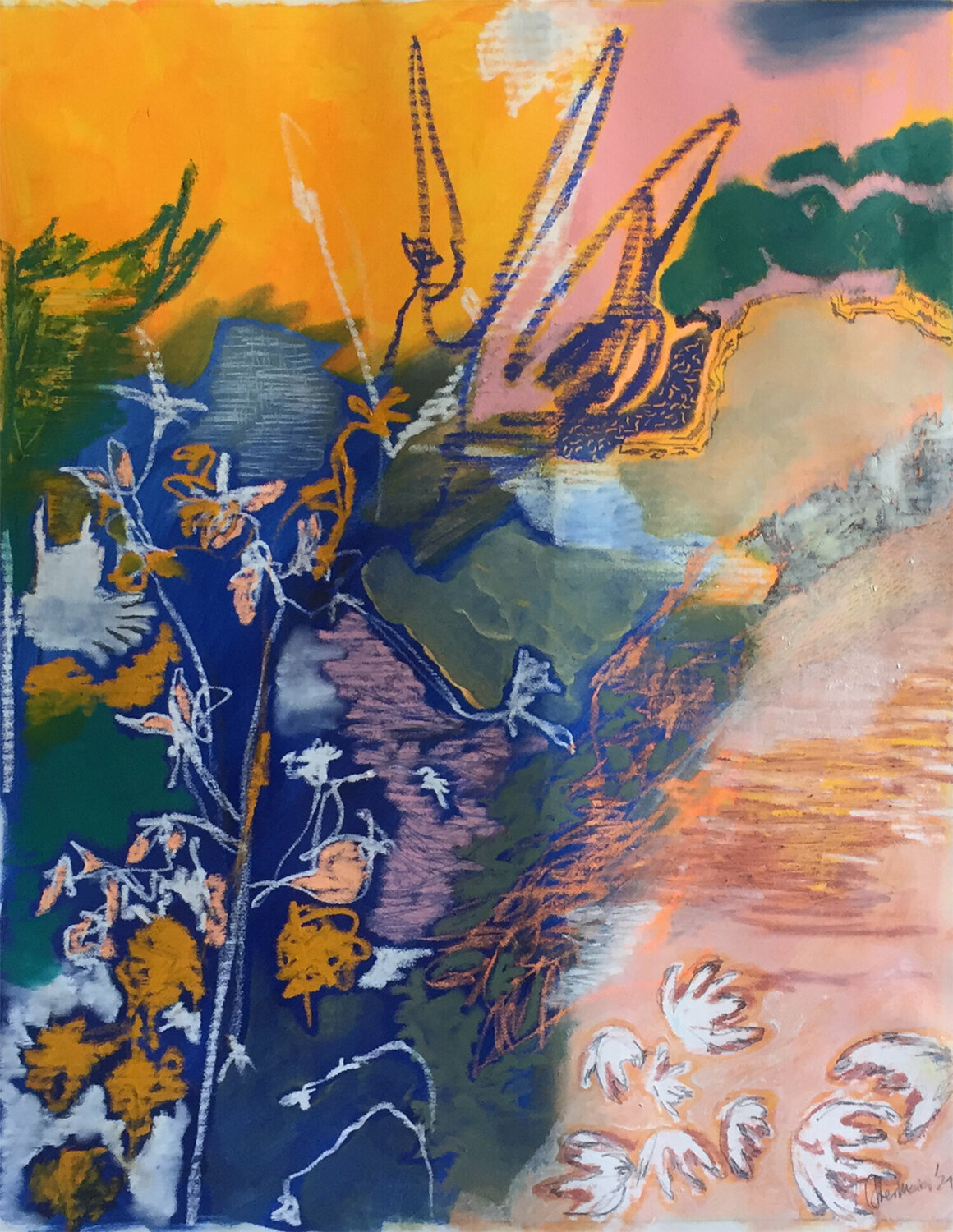 Faster Fall von Franziska Ostermeier (2021): Malerei Acryl, Pastell auf ...